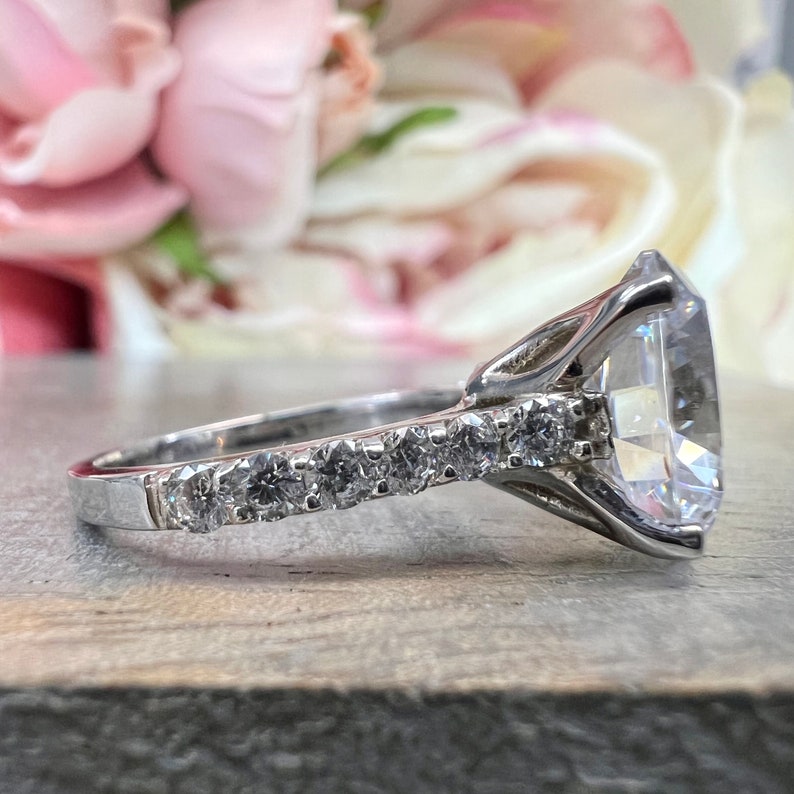 Round Shaped Solitaire Engagement Ring White Gold Solitaire CZ | Etsy