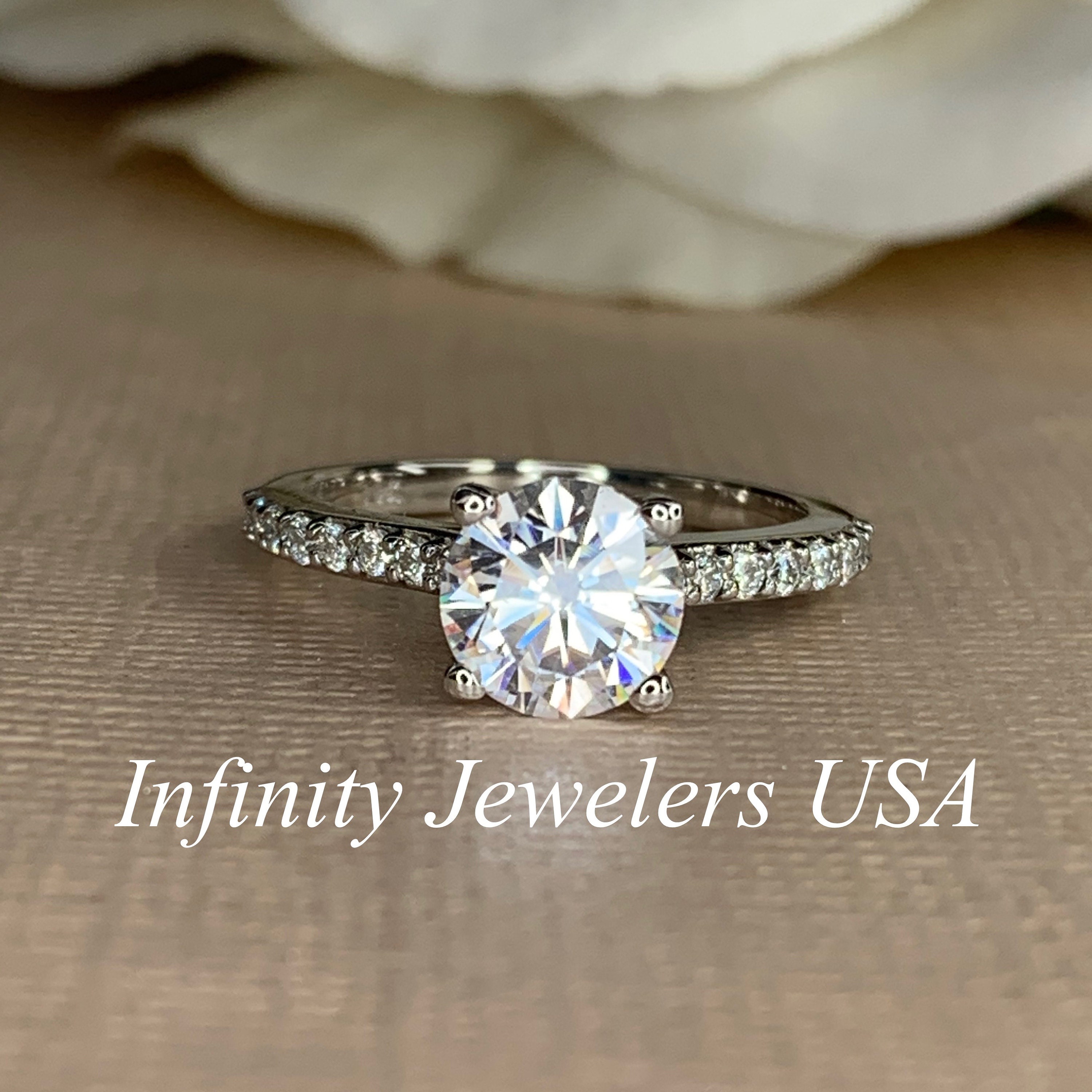 Round Moissanite Engagement Ring Round Cluster Moissanite | Etsy