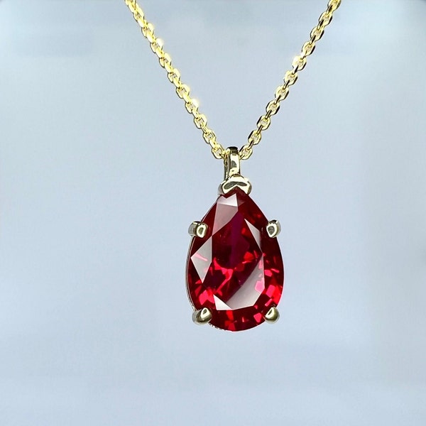 Pear Shaped Ruby Necklace - Etsy