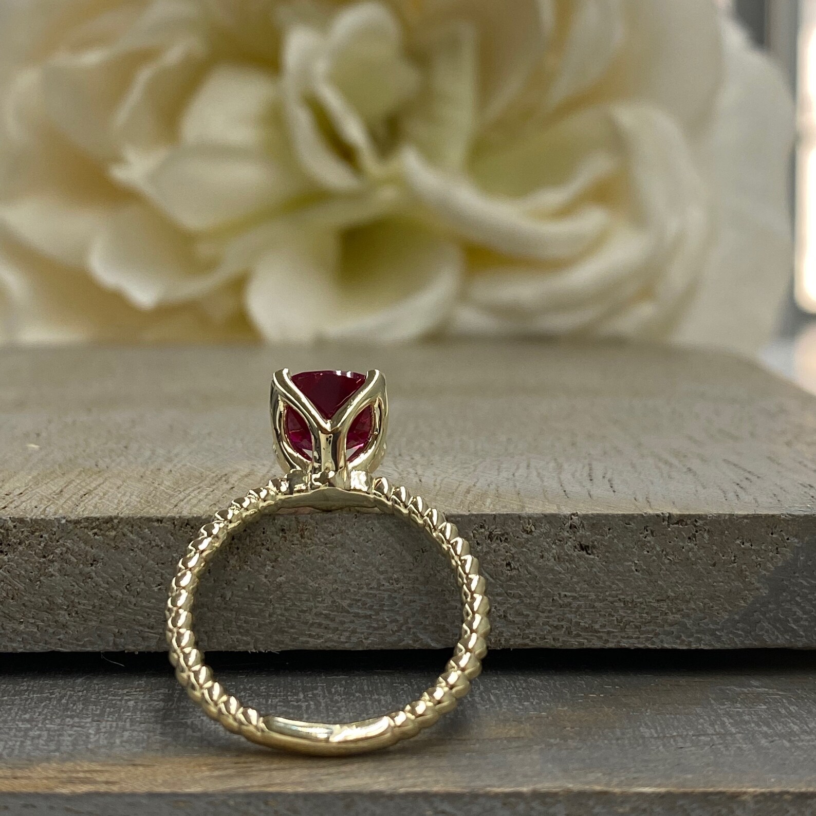 Cushion Cut Engagement Ring / Red Ruby Wedding Solitaire / | Etsy