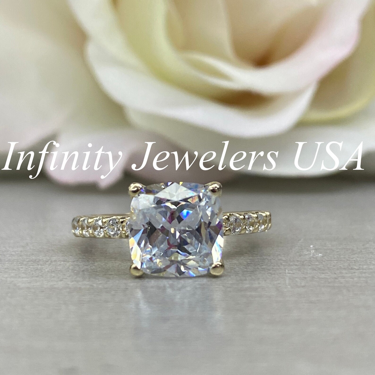 Cushion Cut Solitaire Engagement Ring 14k Yellow Gold Cushion - Etsy