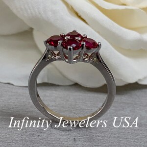 Four Stone Ruby Ring 14K Solid White Gold Ruby Promise Ring | Etsy