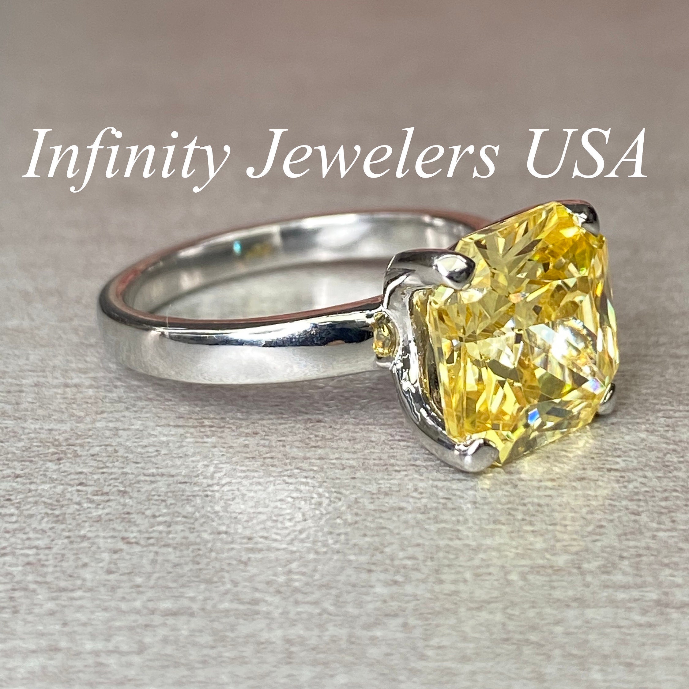 Radiant Cut Canary Yellow Engagement Ring 14k Gold, Bridal Ring ...