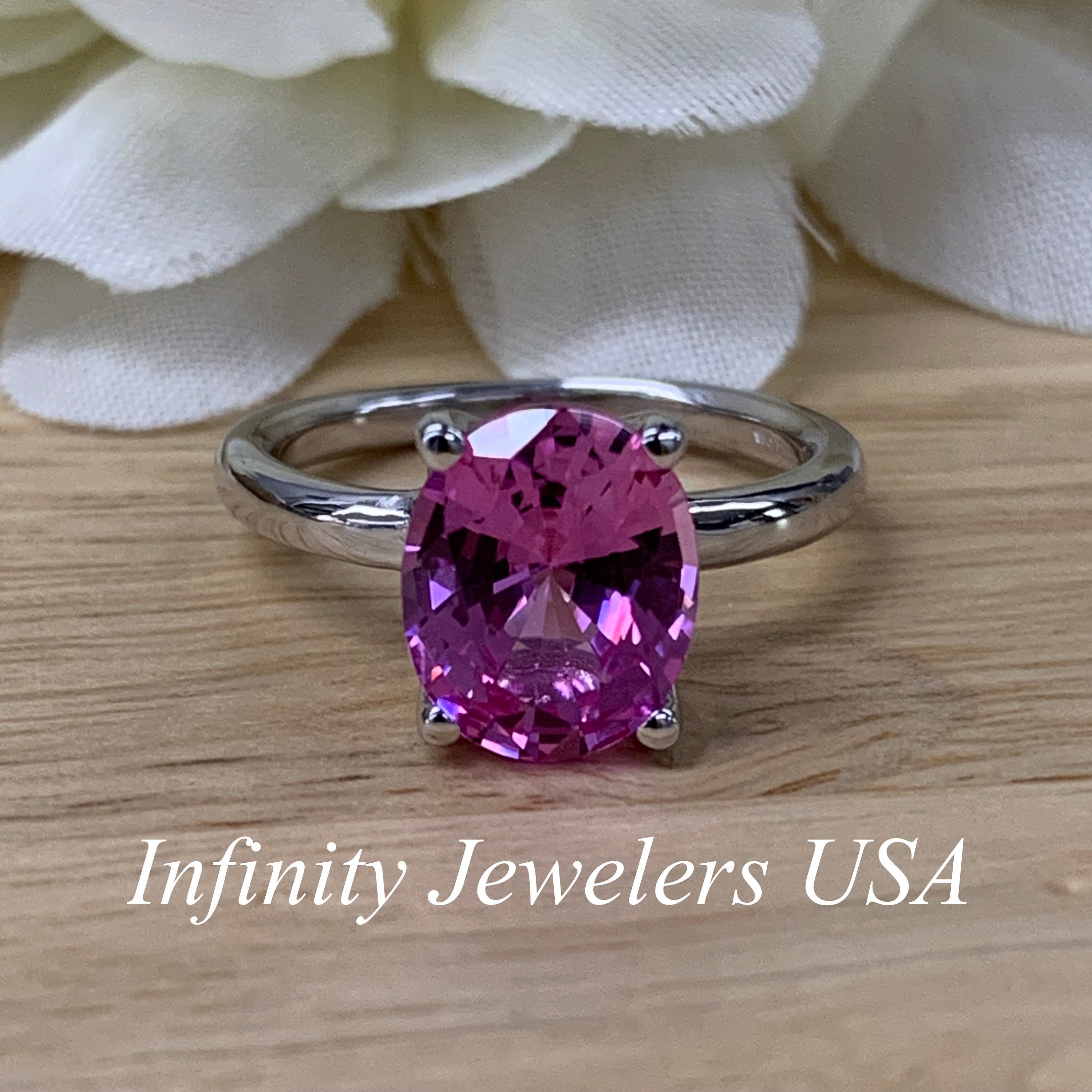 Pink Sapphire Solitaire Ring Ladies Sapphire Engagement Ring | Etsy