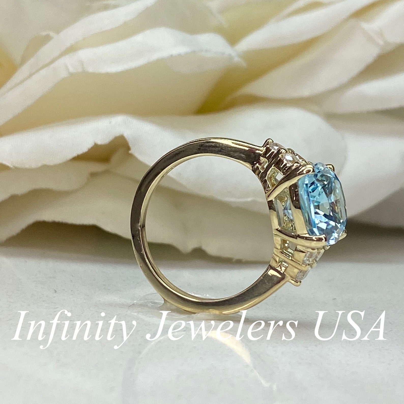 Aquamarine Cushion Cut Engagement Ring Aquamarine Elongated - Etsy