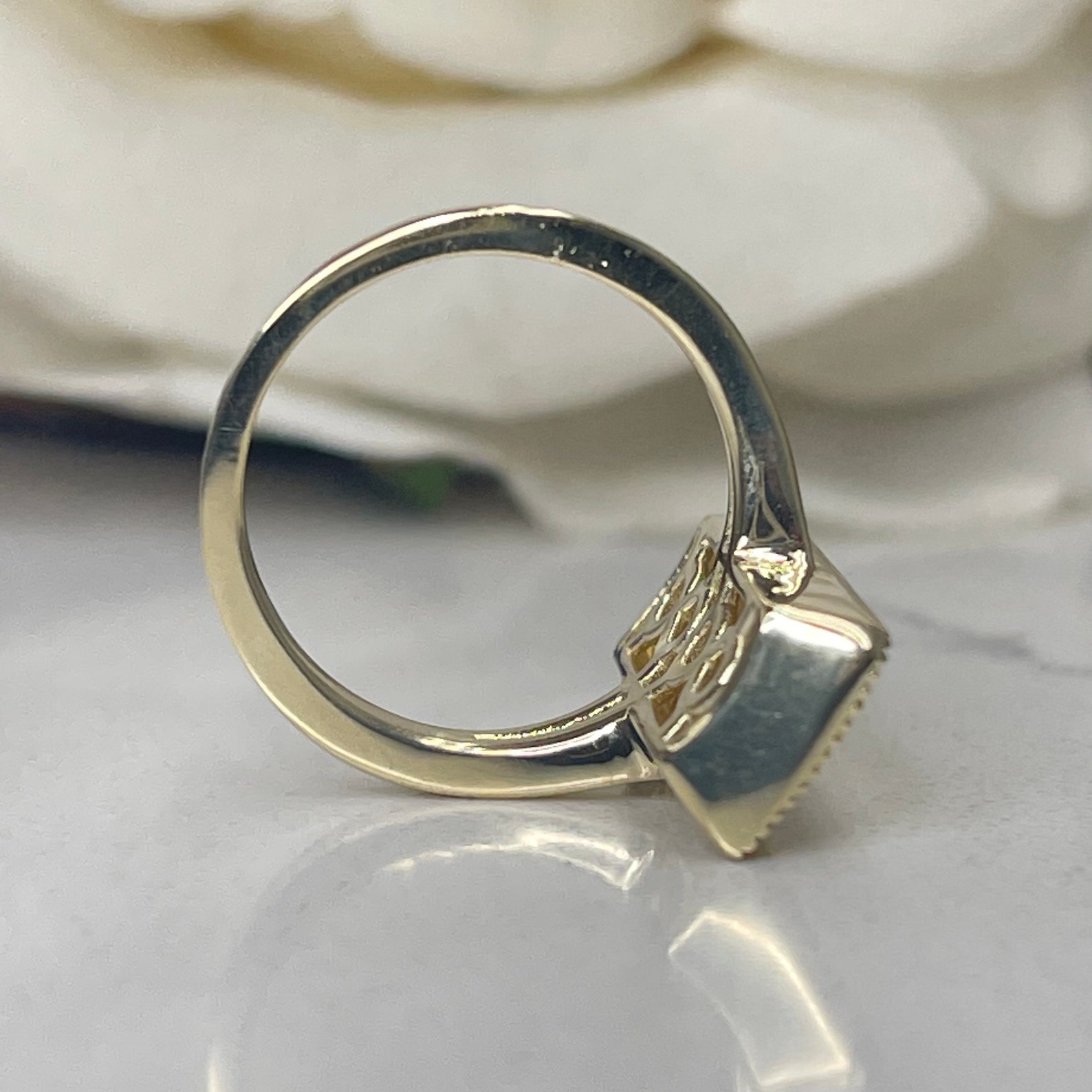 Cluster Bar Lab Grown Diamond Ring 14K Yellow Gold Yellow Lab | Etsy