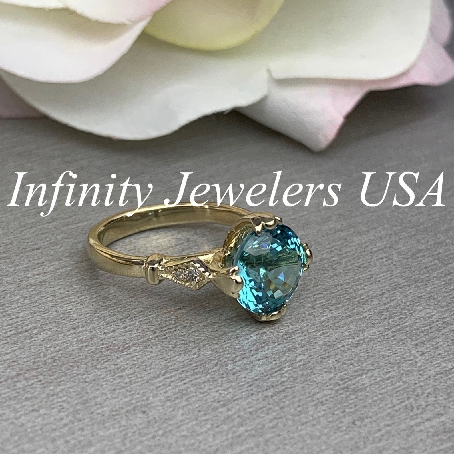 Neon Blue Paraiba Engagement Ring / Vintage Style Ladies | Etsy