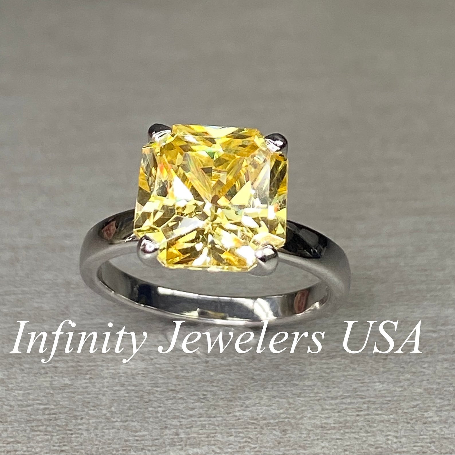Radiant Cut Canary Yellow Engagement Ring 14k Gold, Bridal Ring ...