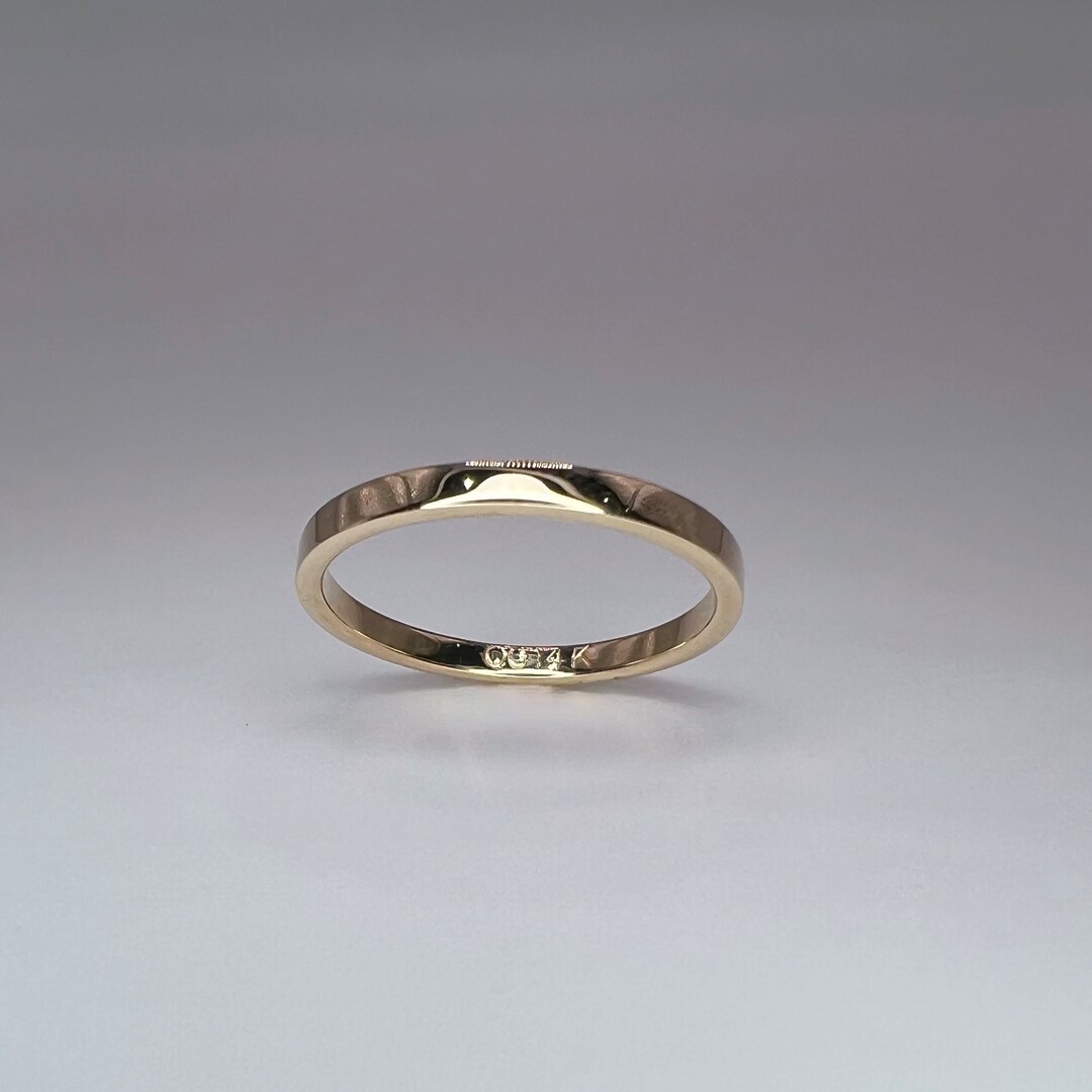 2mm Plain Gold Band 14k Solid Gold Ring, Thin Gold Band Stacking Gold ...