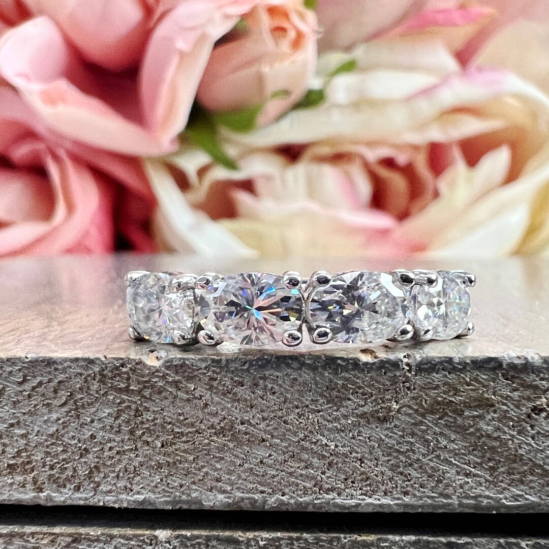 Lab Grown Diamond Wedding Band, Lab Created Diamond Half Eternity Band ...