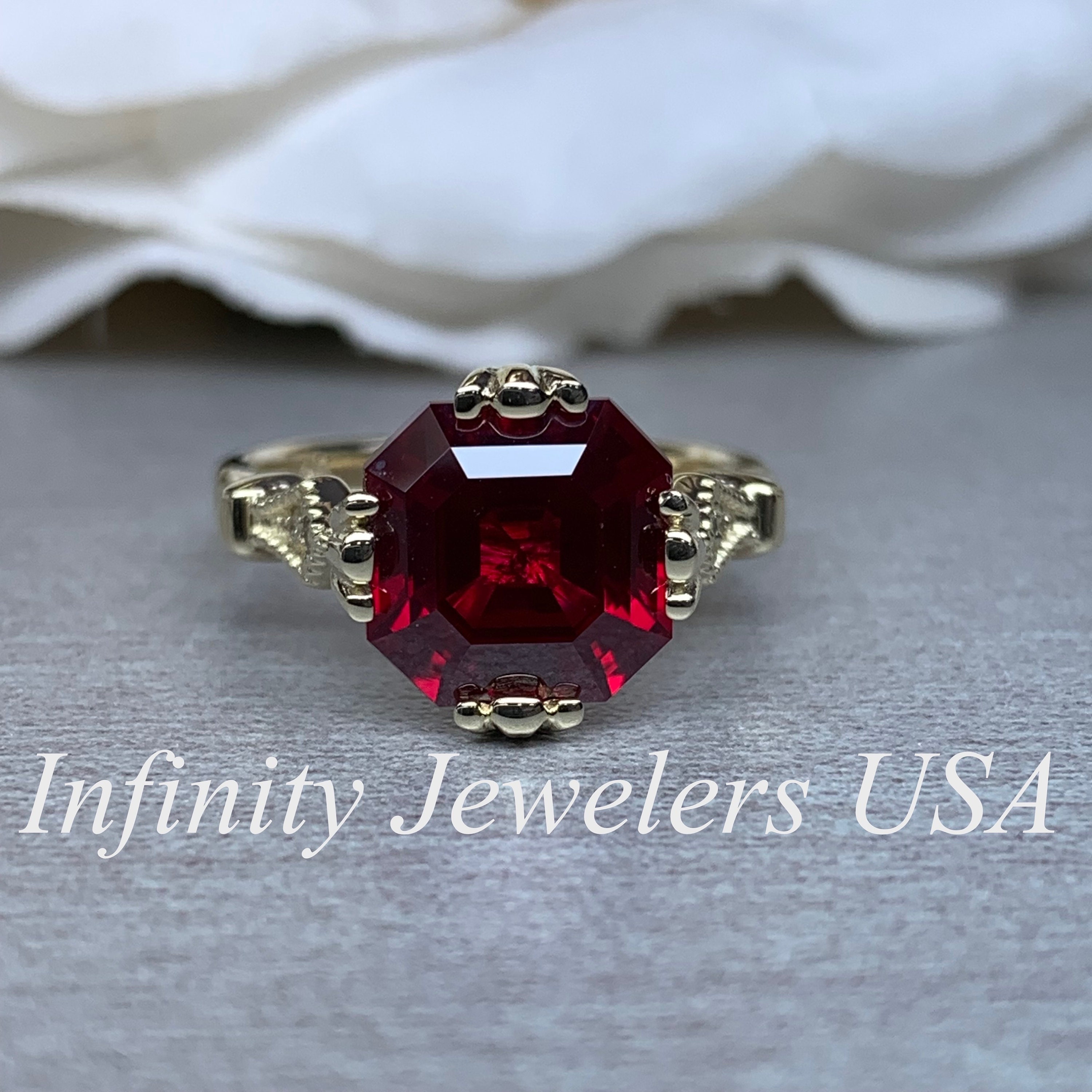 Asscher Cut Ruby Engagement Ring Ruby Asscher Cut Vintage | Etsy