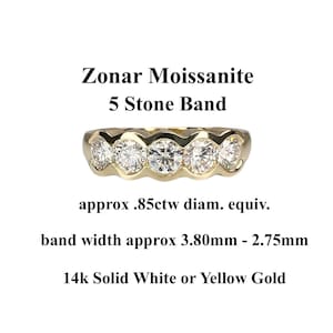 5 Stone Bezel Set Ladies Wedding Band 14K Solid Gold , Stacking ...