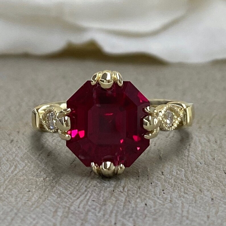 Asscher Cut Ruby Engagement Ring Ruby Asscher Cut Vintage - Etsy