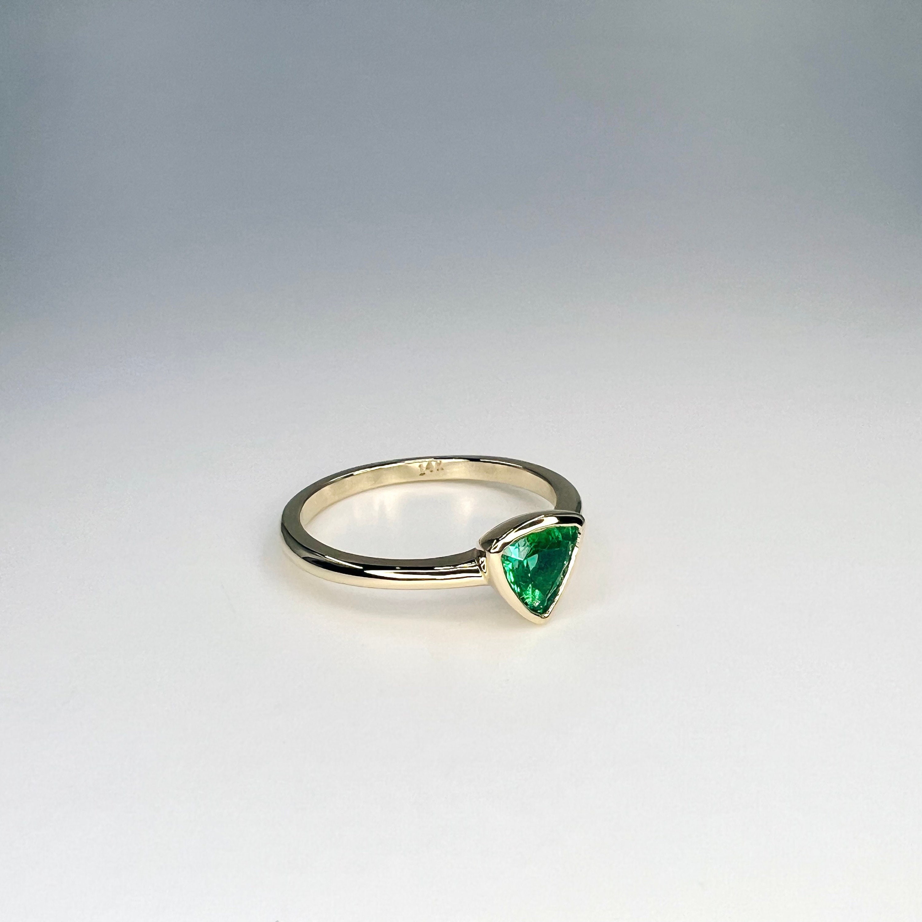 Triangle Emerald Bezel Set 14k Solid Gold Minimalist Ring, Stacking ...