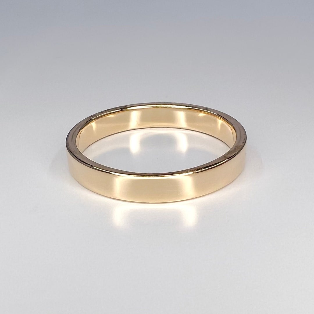 3mm Plain Gold Band 14k Solid Gold Ring, Thin Gold Band Stacking Gold ...
