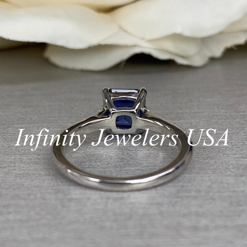 Asscher Cut Blue Sapphire Engagement Ring Engagement Ring - Etsy