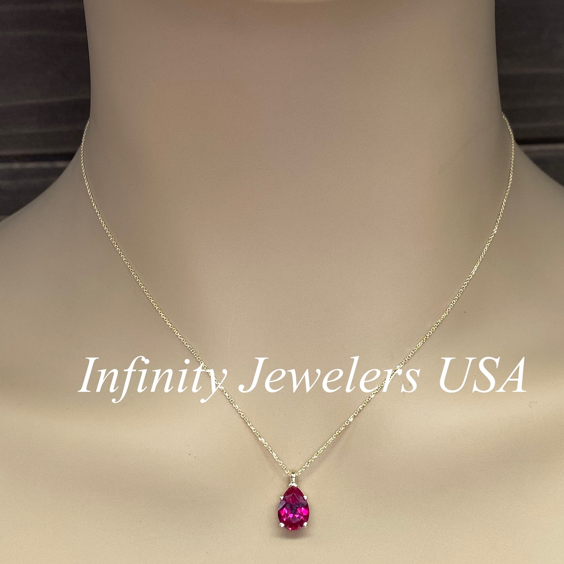 Ruby Pendant Necklace Pear Shape 14K Yellow Gold Gold | Etsy
