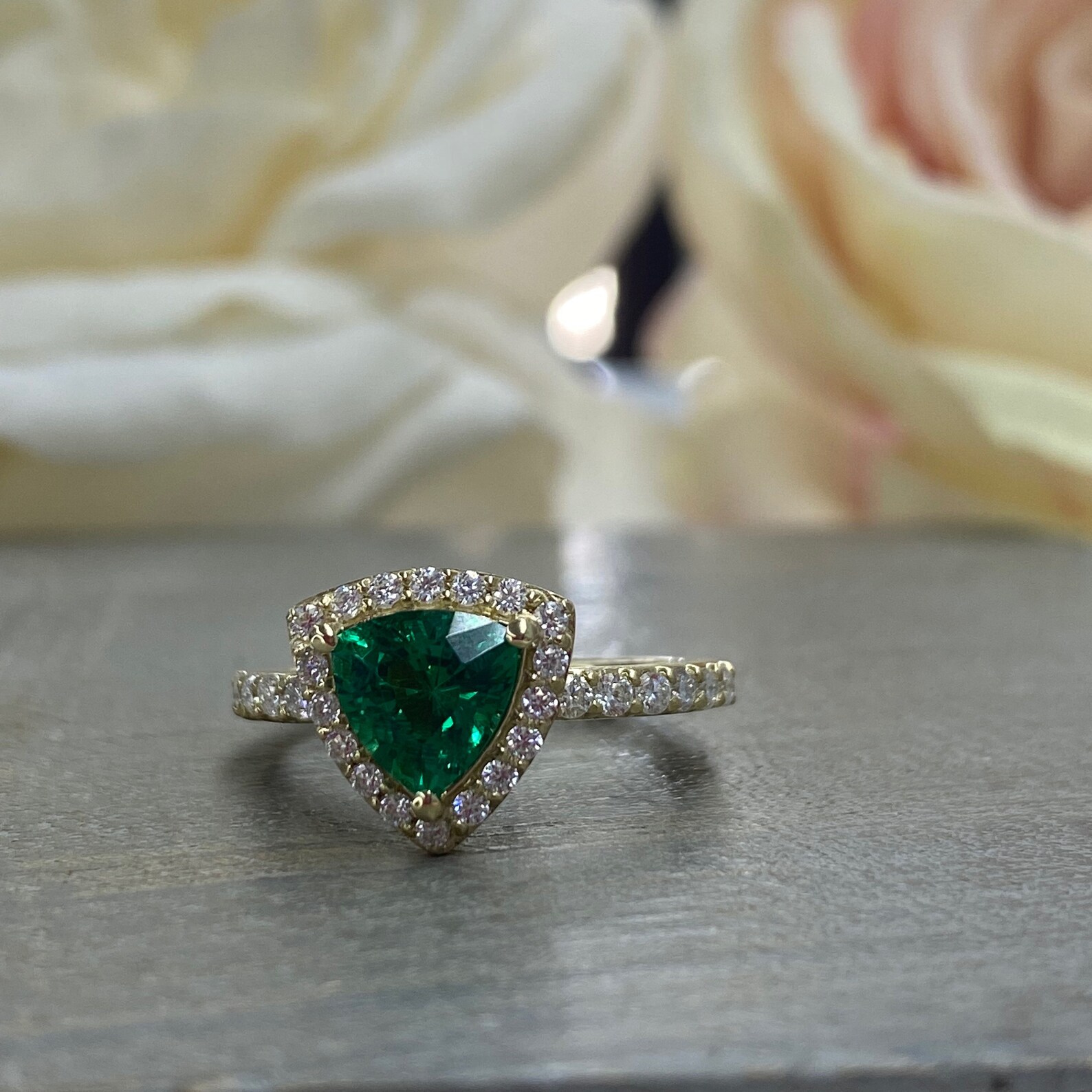 Triangle Gemstone Ring Setting Trillion Cut Emerald - Etsy