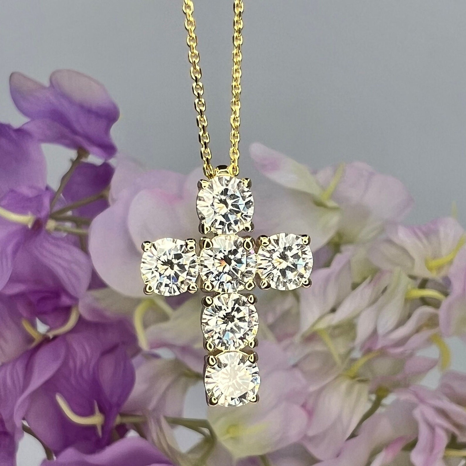 Cross Necklace, 3.00ctw Cross Necklace Solid Gold Cross, Unique Cross ...