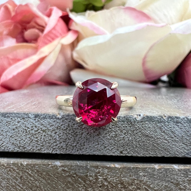 Round Rose Cut Ruby Solitaire Engagement Ring Yellow Gold Ruby - Etsy
