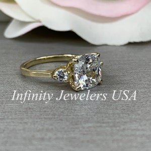 Cushion Cut Engagement Ring, Solitaire Wedding Ring, Cushion Cut With ...