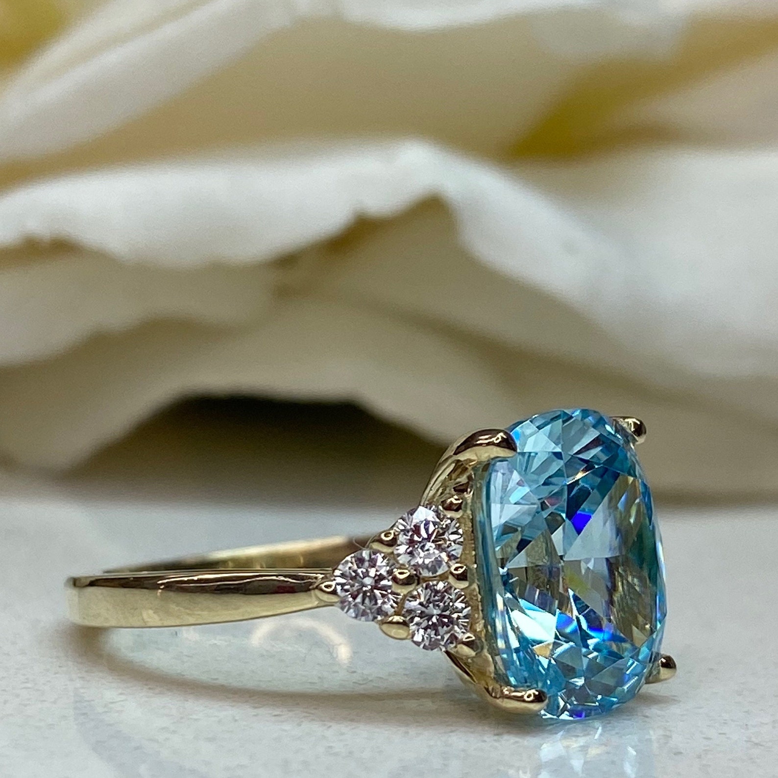 Aquamarine Cushion Cut Engagement Ring Aquamarine Elongated - Etsy