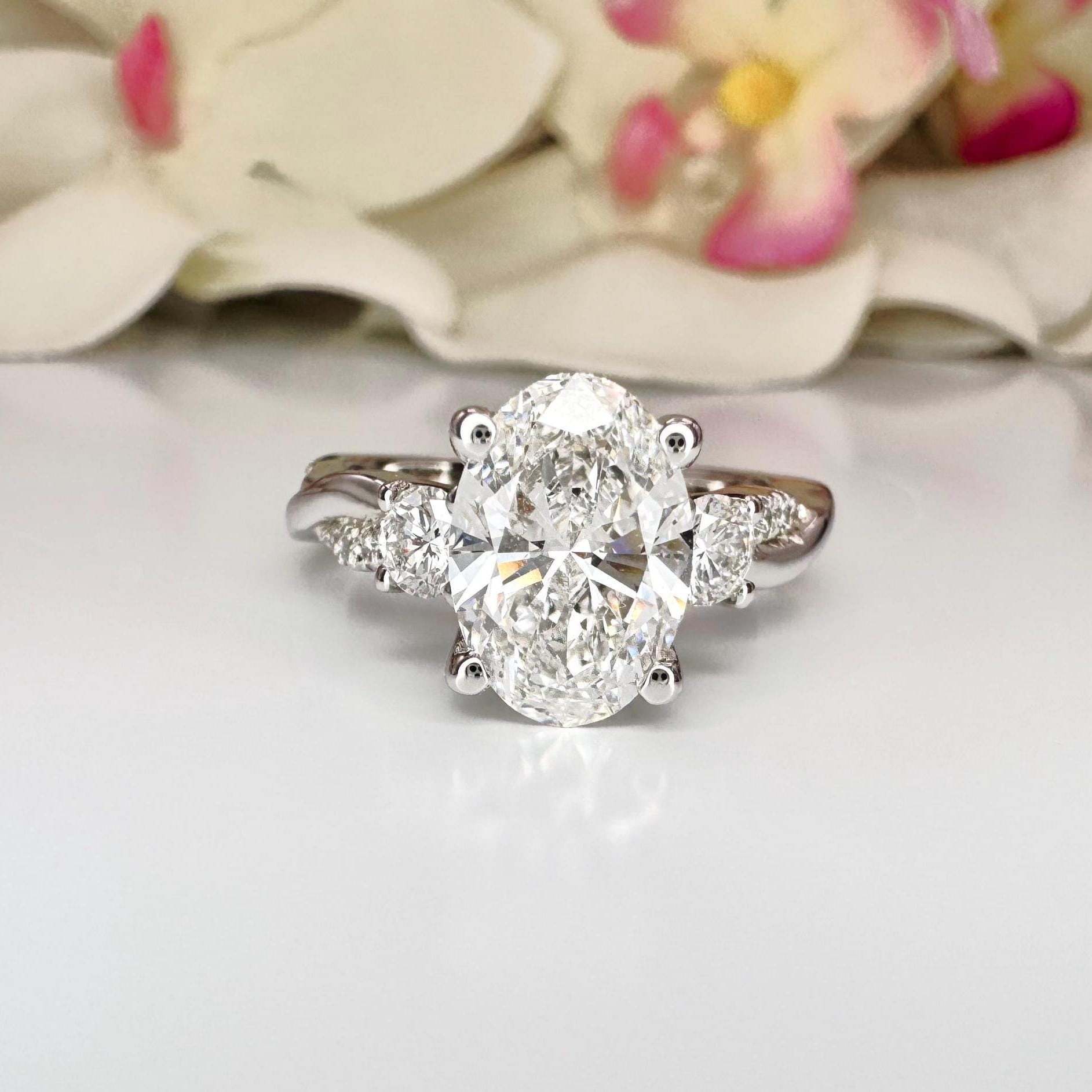2.50 CTW Oval Cut Lab Grown Diamond Engagement Ring 14K Solid Gold ...