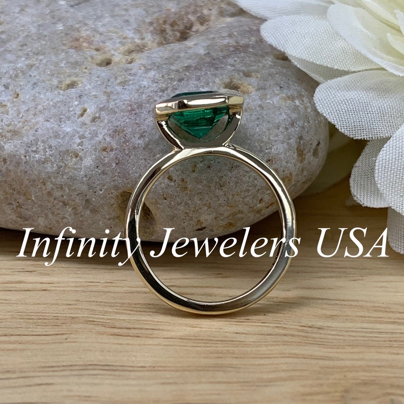 Asscher Cut Engagement Ring / Emerald Green Promise Ring / | Etsy