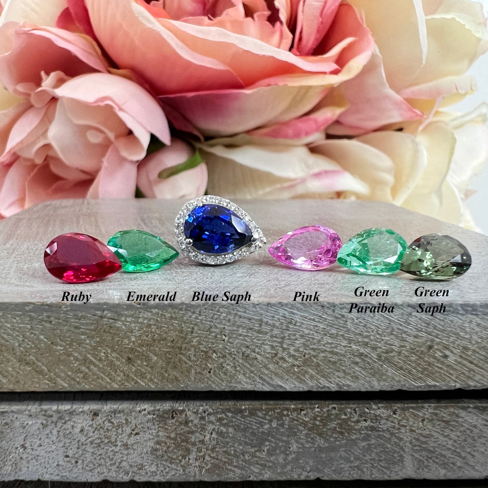 Pear Shaped Green Sapphire Engagement Ring 14k White Gold - Etsy