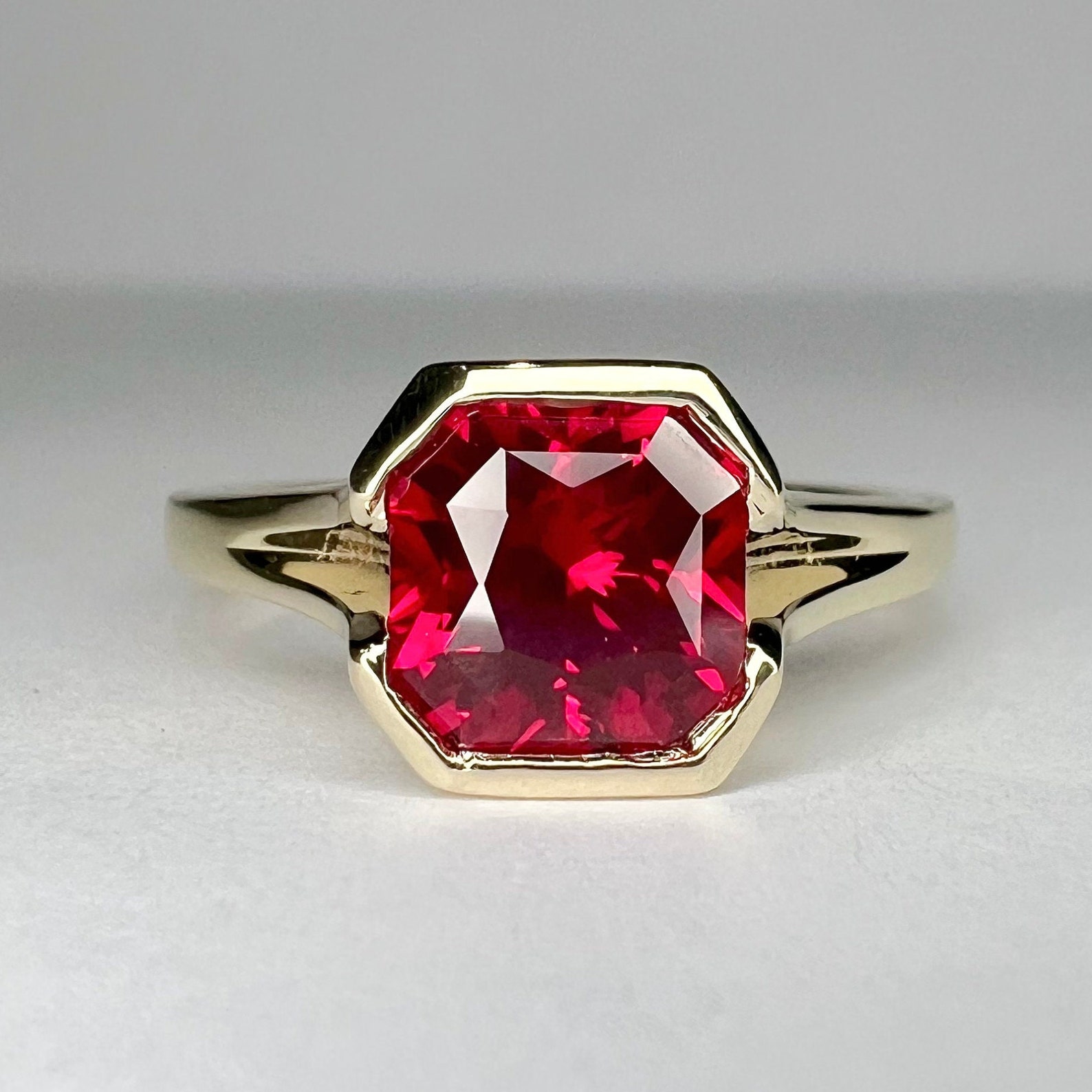 Ruby Ring Radiant Cut 14K Solid Gold for Women 7173 Ruby - Etsy