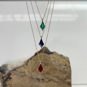 Ruby Kite Shape Pendant Necklace Solid 14K Yellow Gold, Ladies Ruby ...