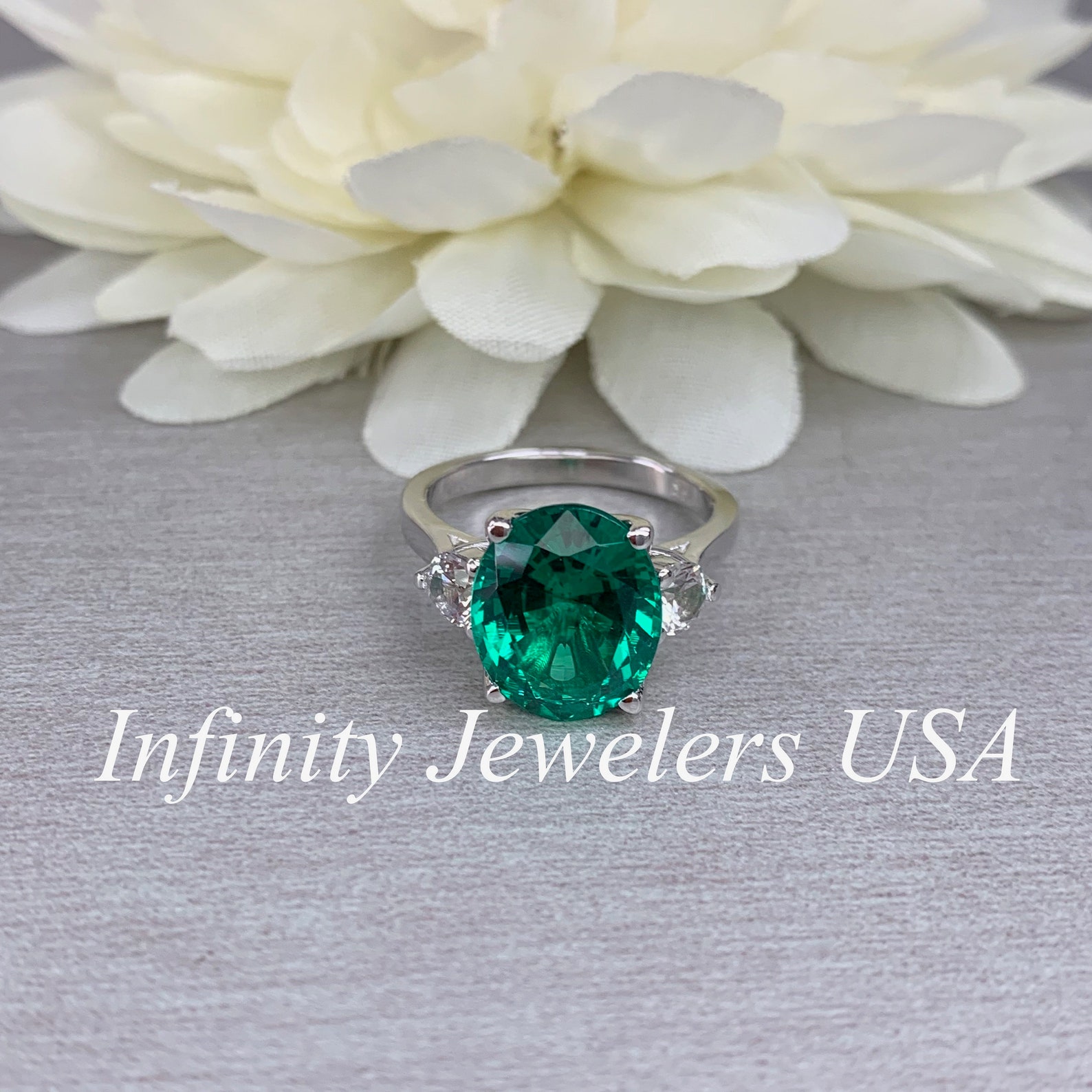 Emerald Engagement Ring Oval Emerald Ring Oval Cut Emerald - Etsy