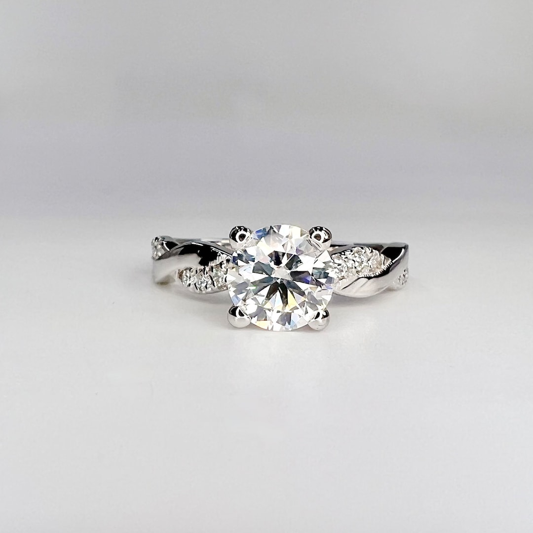 Lab Grown Diamond Engagement Ring 14K Gold, Lab Created Diamond Twist ...
