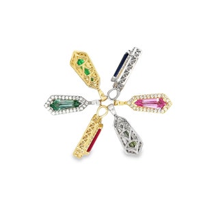 Kite Shaped Ruby Pendant Necklace 14K Solid Gold , Unique Long Ruby ...