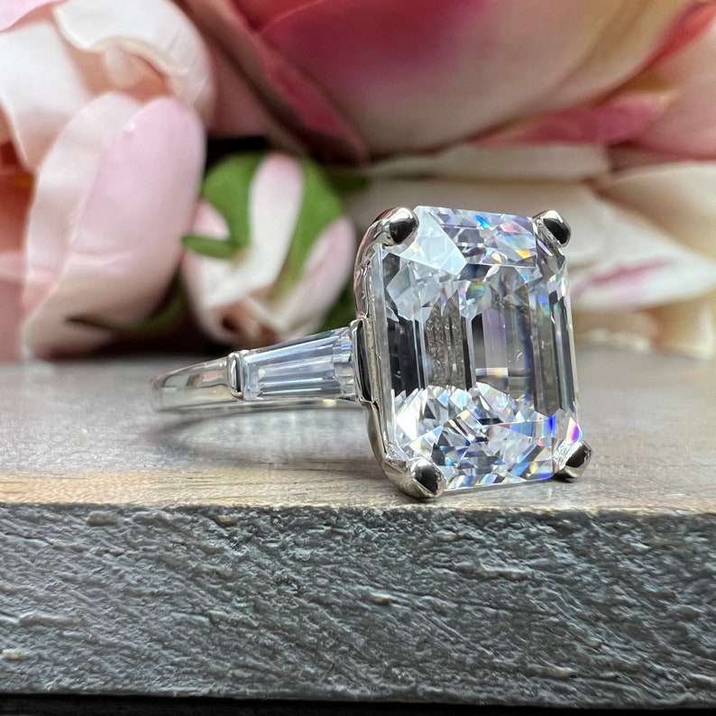 Emerald Cut Engagement Ring for Ladies Large Emerald Cut - Etsy