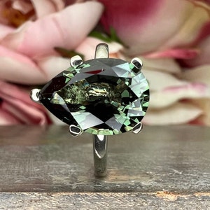 Pear Shaped, Green Sapphire Engagement Ring 14k White Gold, Pear ...