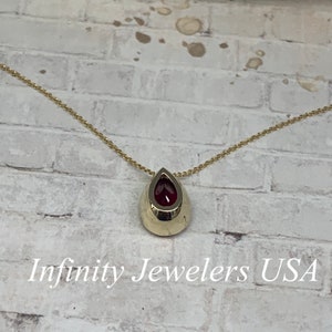 Pear Shaperuby Bezel Set Pendant July Birthstone Necklace | Etsy