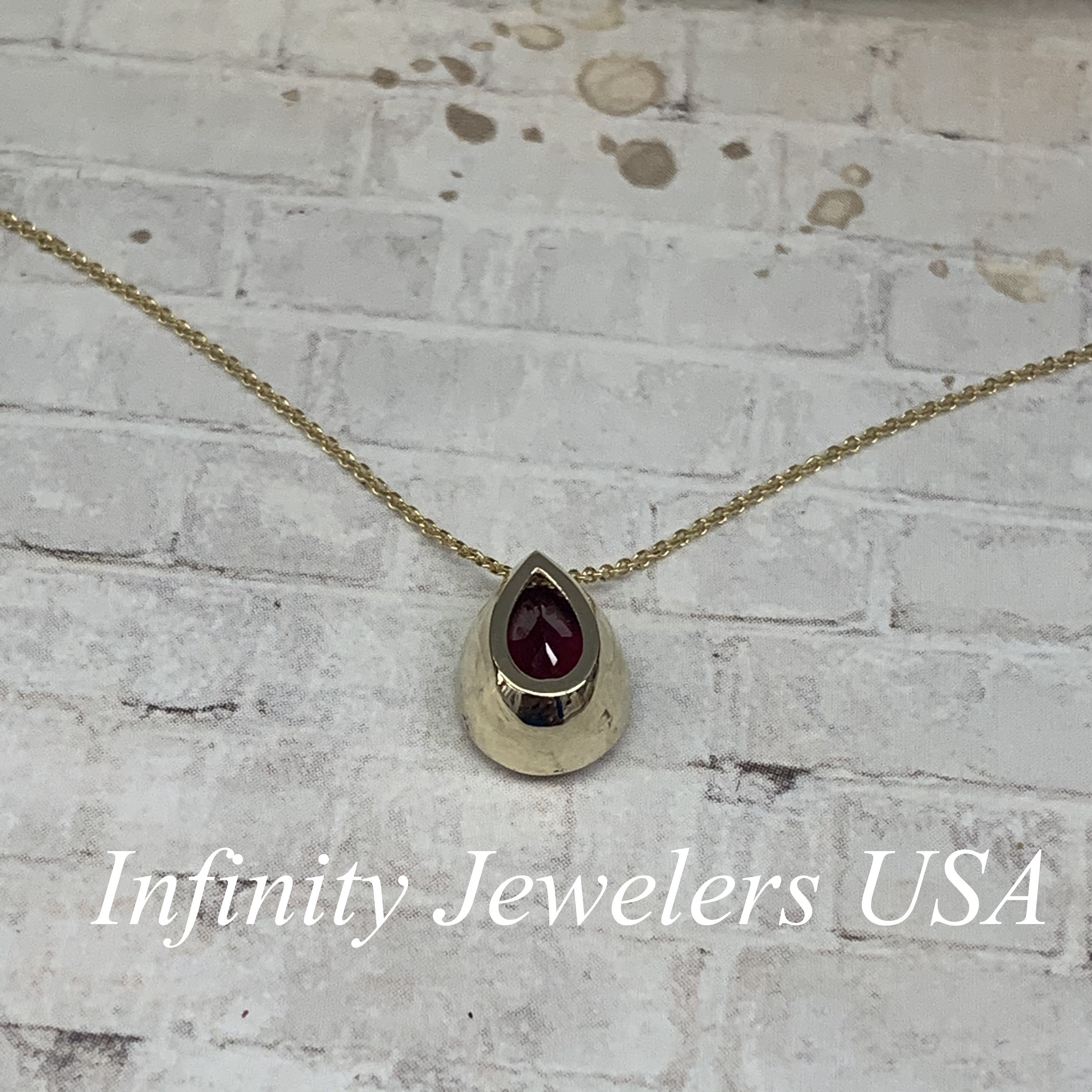 Pear ShapeRuby Bezel Set Pendant July Birthstone Necklace | Etsy