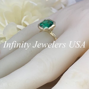 Asscher Cut Engagement Ring / Emerald Green Promise Ring / 2.50 ...