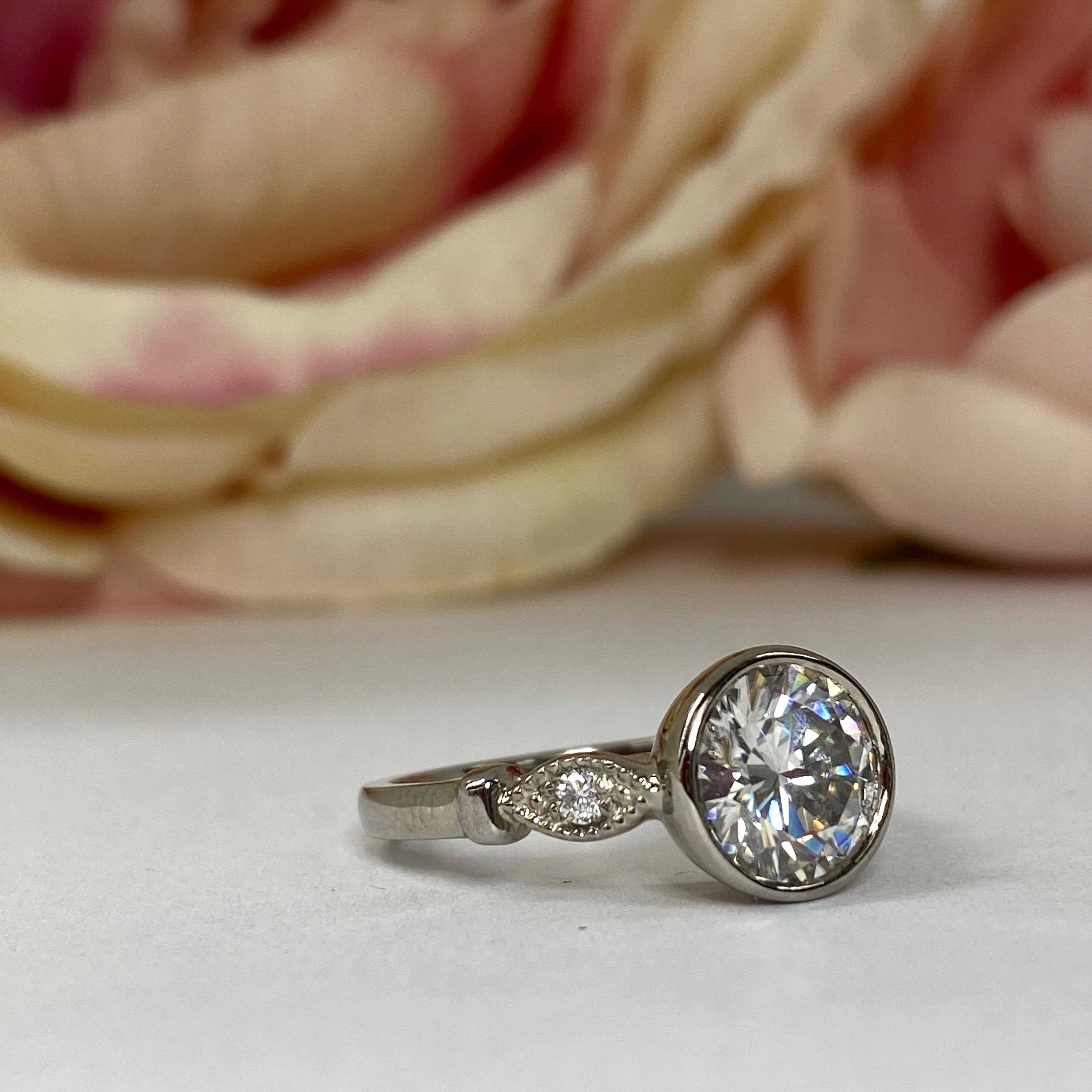 Round Cut Moissanite Engagement Rings 14K Solid Gold For | Etsy