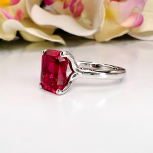 Radiant Cut Engagement Ring / Red Ruby Wedding Solitaire / 14k Yellow ...