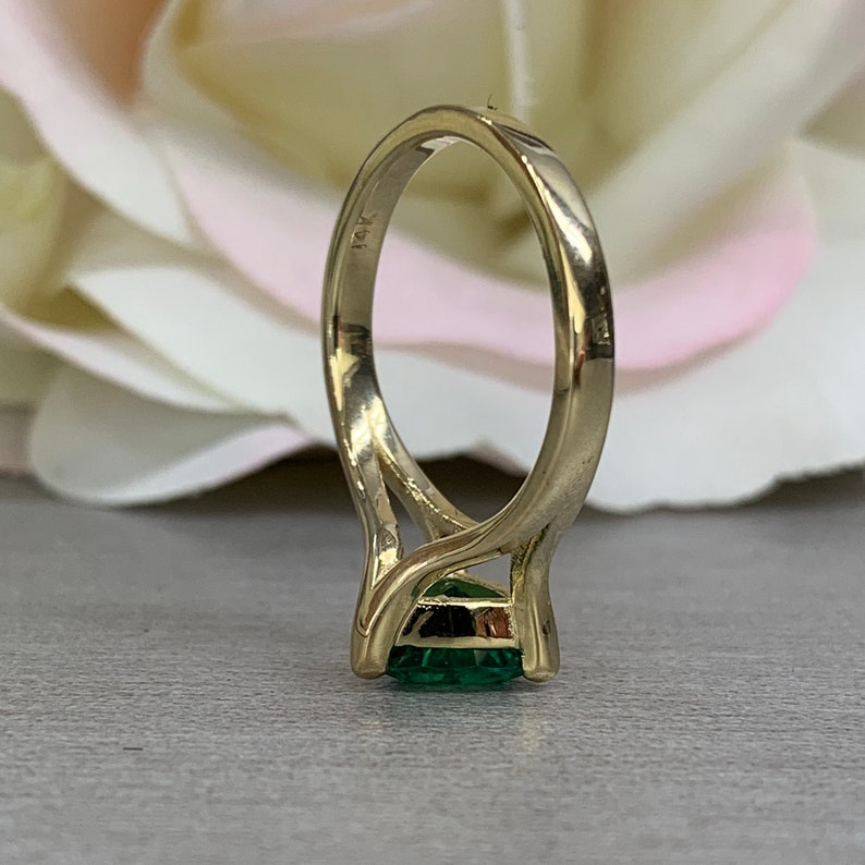 Emerald Triangle Ring 14k Yellow Gold Trillion Cut Emerald | Etsy