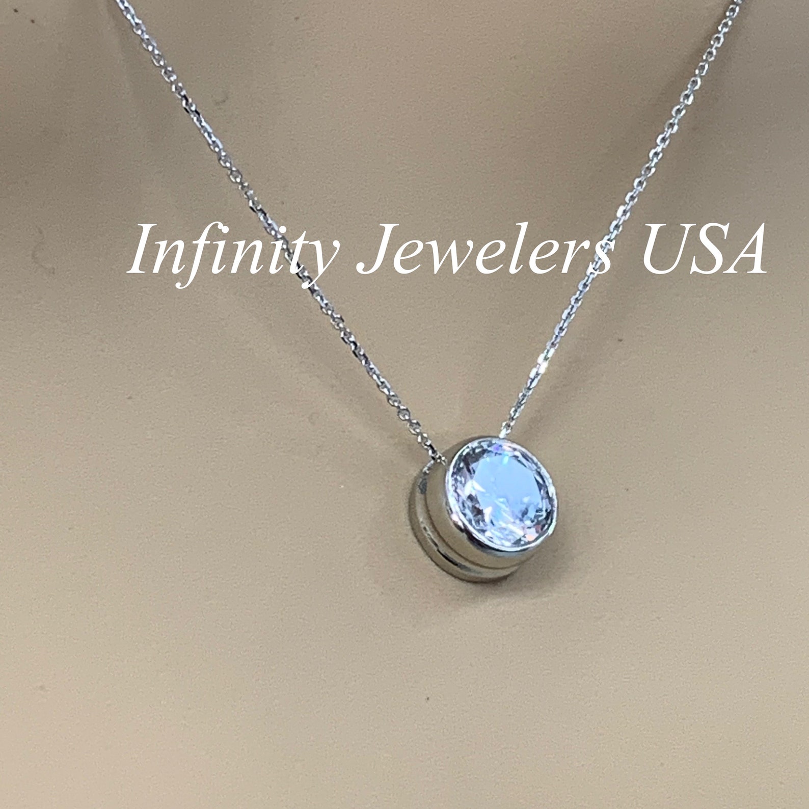 Round Moissanite Pendant Necklace 14k Gold Simple Round Cut | Etsy