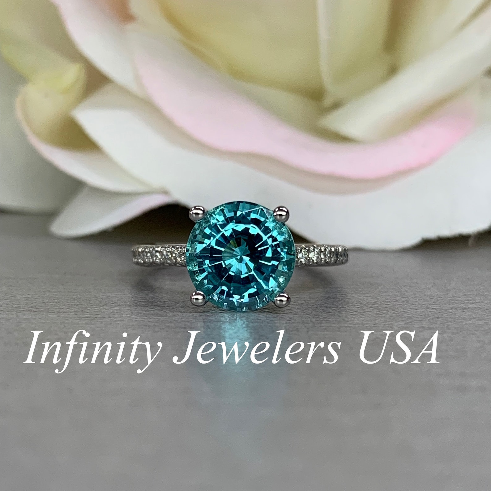 Neon Blue Paraiba Round Engagement Ring, 14k Solid Gold Paraiba and ...
