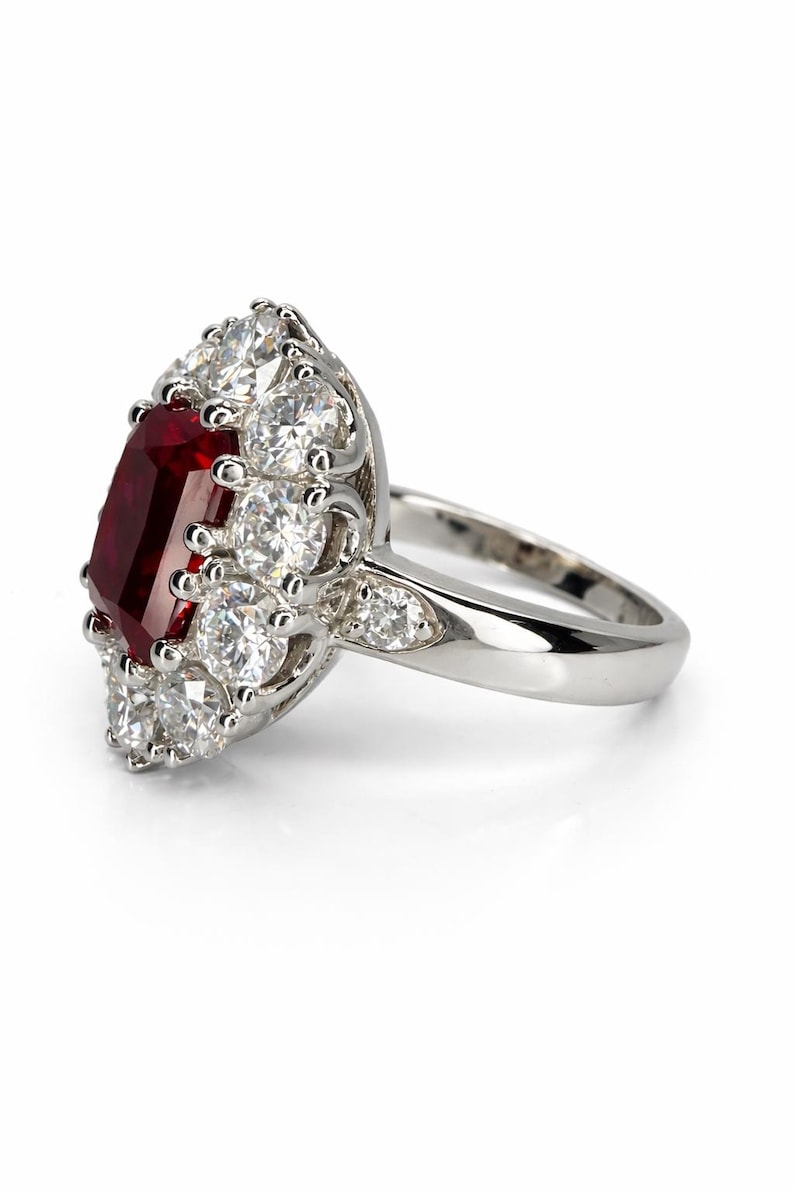 Vintage Style Ruby Engagement Ring 14K Solid Gold , July Birthstone Ring , Diamond/moissanite ...