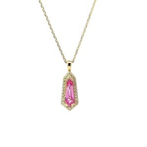 Kite Shaped Ruby Pendant Necklace 14K Solid Gold , Unique Long Ruby ...