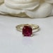 Cushion Cut Engagement Ring / Red Ruby Wedding Solitaire / - Etsy