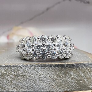 Moissanite Engagement Ring White Gold Cluster Ring , Moissanite Cluster ...