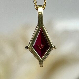 Ruby Kite Shape Pendant Necklace Solid 14K Yellow Gold Ladies - Etsy
