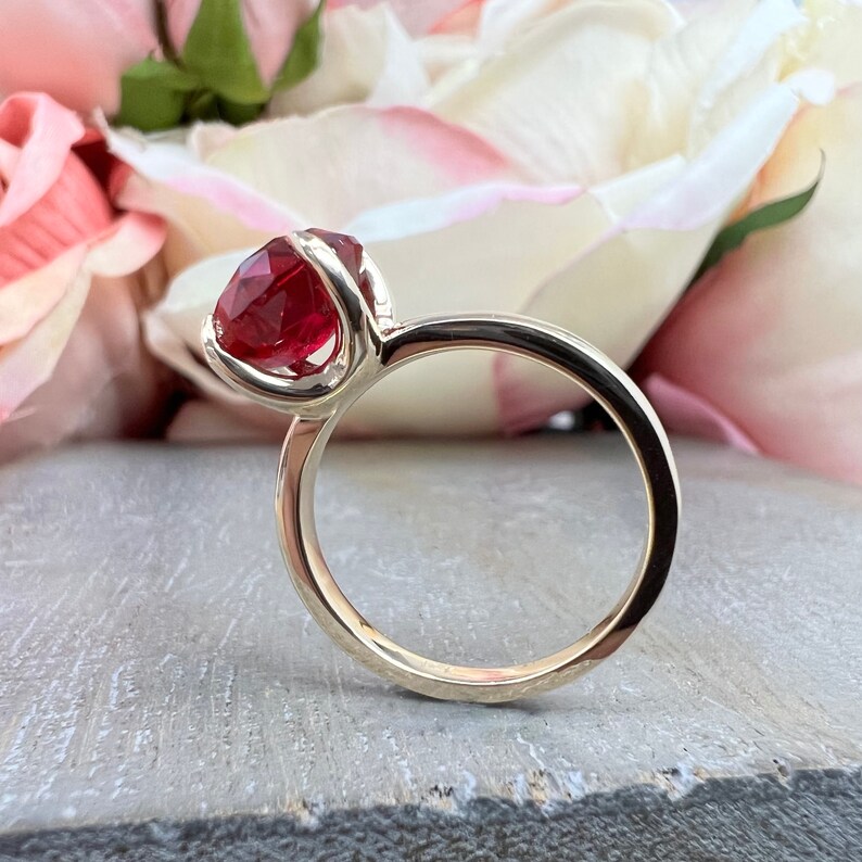 Round Rose Cut Ruby Solitaire Engagement Ring Yellow Gold Ruby - Etsy